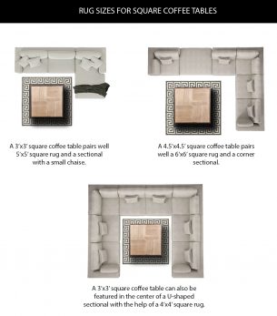 Rug Sizes under Coffee Tables with Layout Designs - Homely Rugs